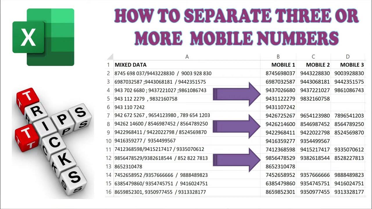 How to separate three, four, five or more mobile numbers from single ...