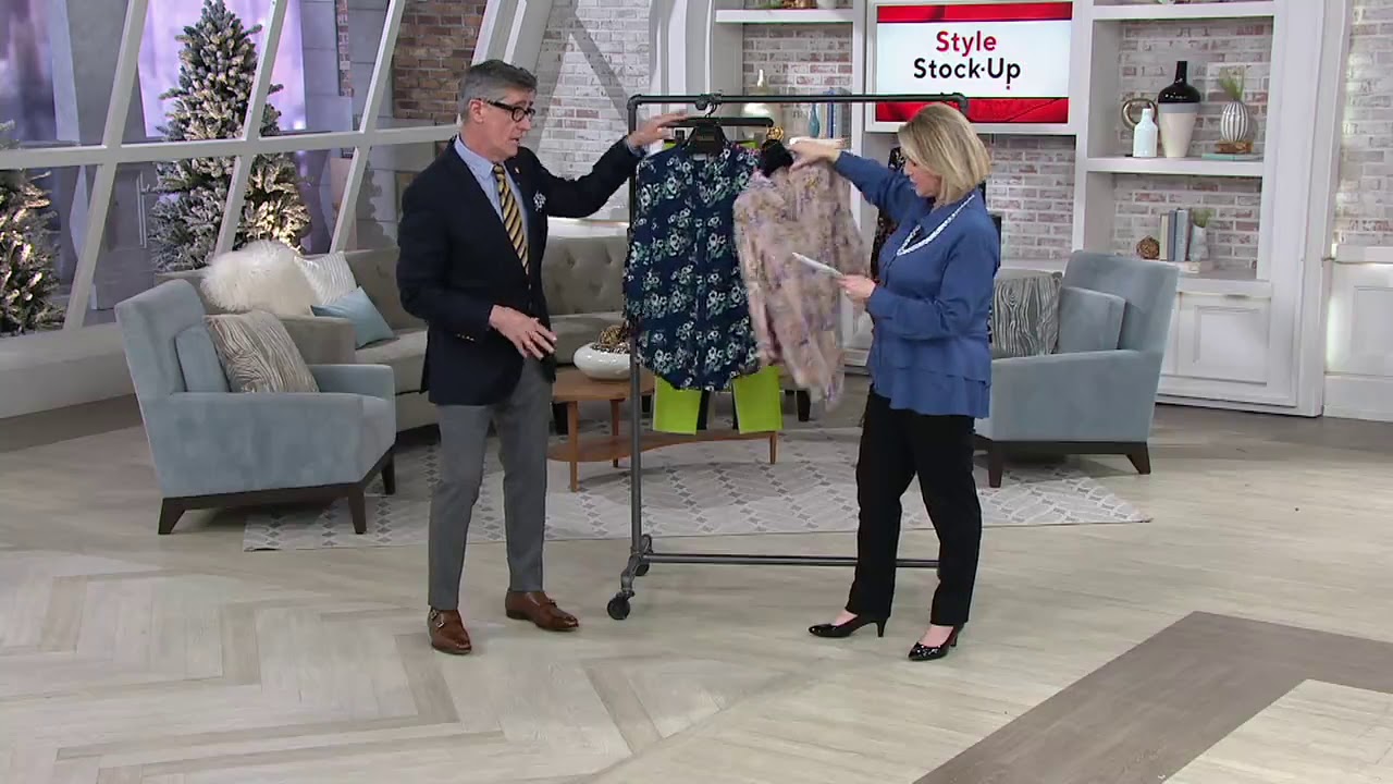 Joan Rivers Floral Print Tunic Top with Bow Sleeves on QVC - YouTube