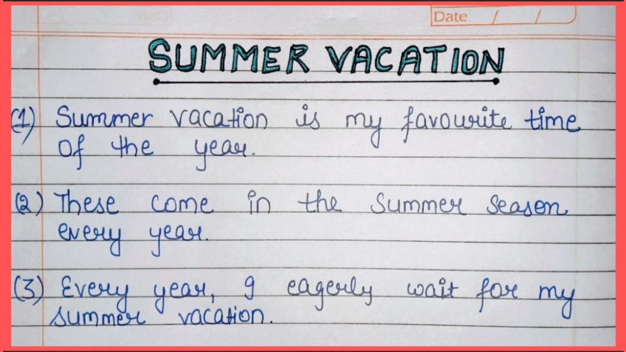 10 Lines Essay on Summer Vacation || Summer Vacation Essay In English ...
