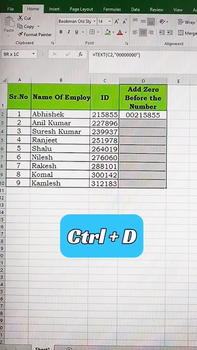 Add Zero Before The Number In Ms Excel Shorts Ytshorts Shortvideo Youtubeshorts Exceltips