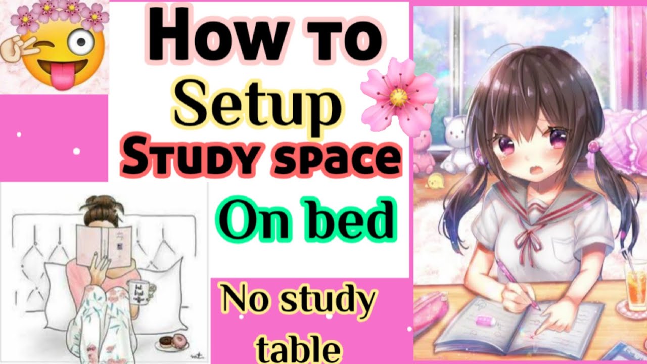 How to setup study space on bed/Without study table/How to make study ...