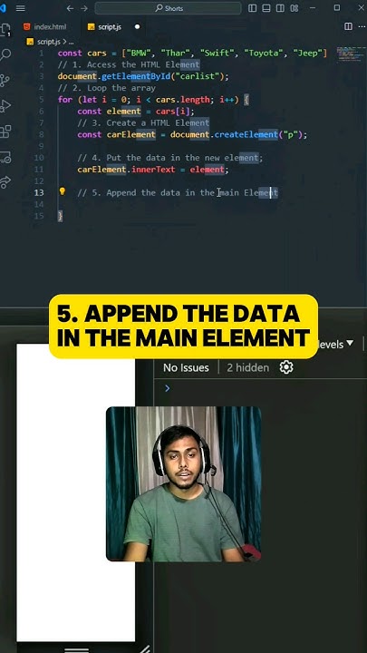 Show The Array Data Into The Dom Using Javascript 31100 Days Html Challenge Youtube 