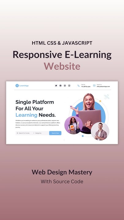 Responsive E Learning Landing Page Using Html Css And Javascript Coding Webdesign Webdevelop