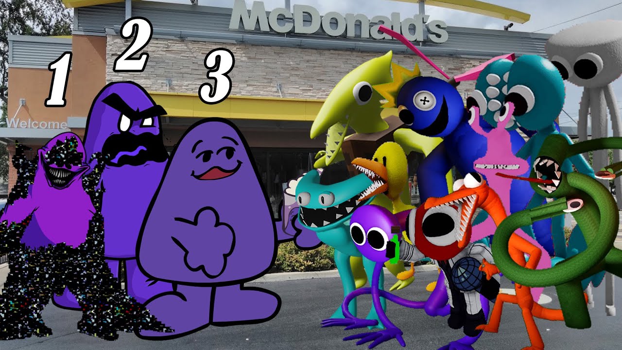 FNF Grimace Shake but All Rainbow Friends Chapter 2 x Grimace MEME Sing ...
