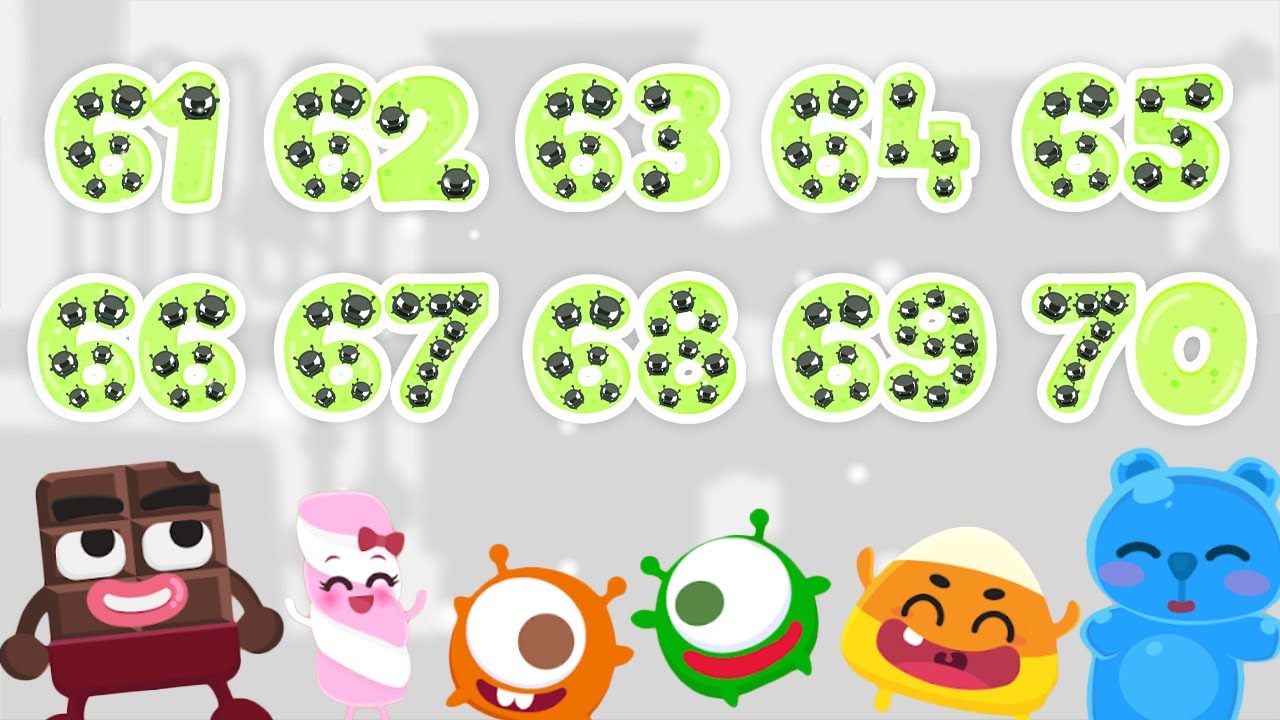CandyBots 123 Numbers - Learn to Count Numbers from 61 to 70 in English | CandyBots Games - YouTube
