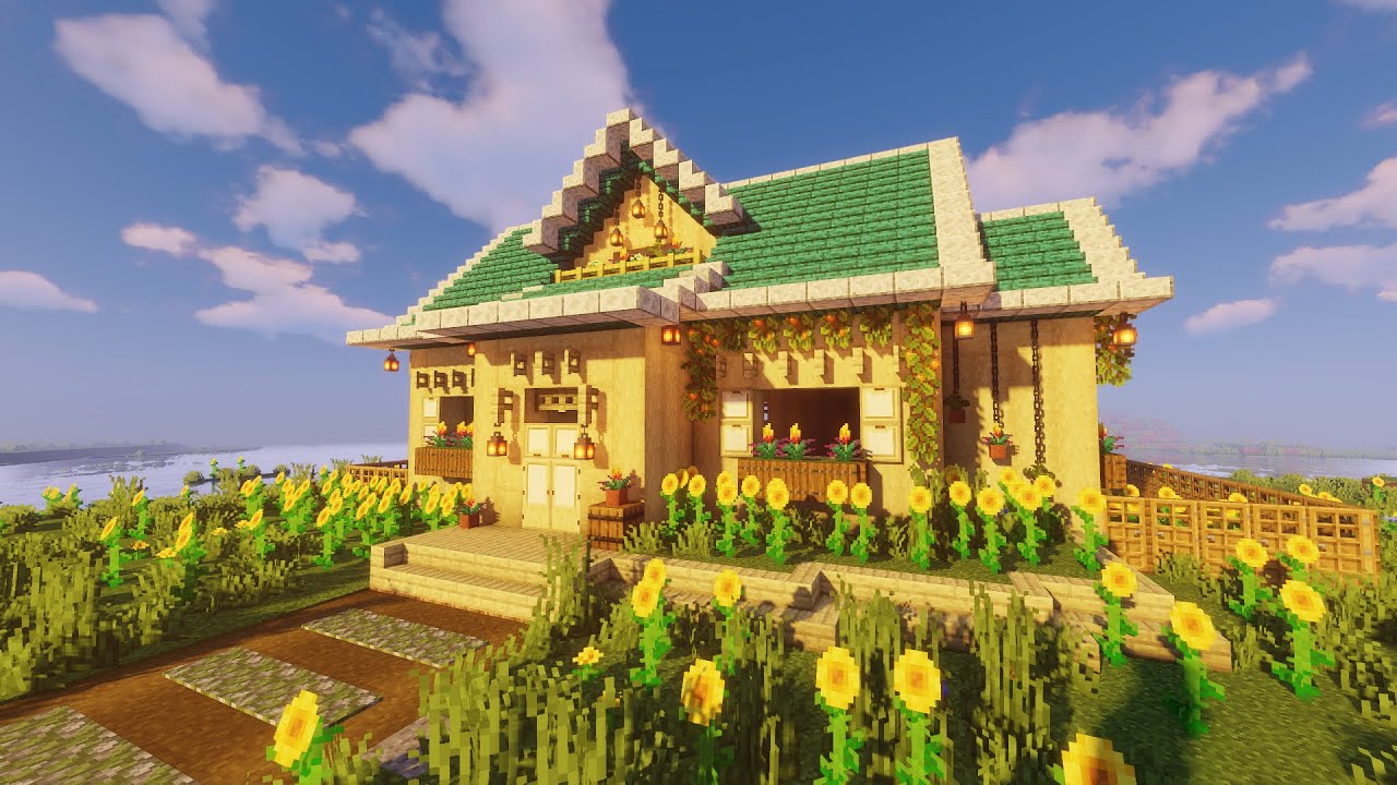 Minecraft: xây nhà hướng dương chill trong sinh tồn - YouTube