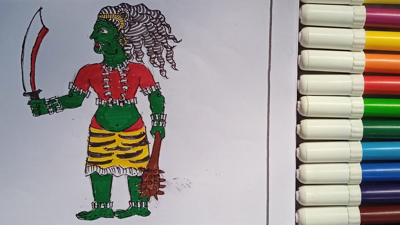 How to draw a Pattachitra Painting : Raksashi | FORMS OF ART | - YouTube