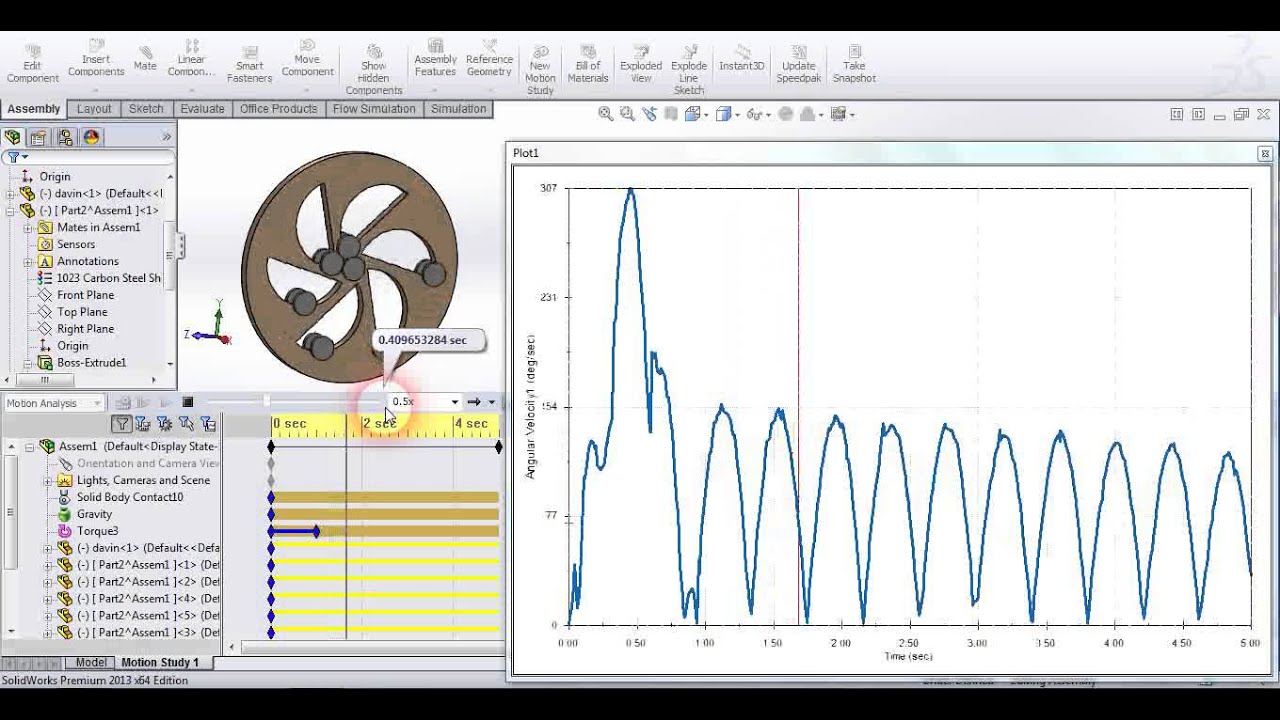 SolidWorks Motion / Da Vinci overbalanced wheel - YouTube