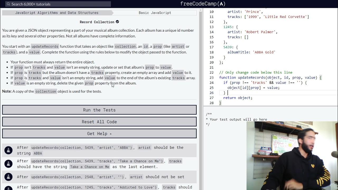 freeCodeCamp Record Collection Challenge JavaScript - YouTube