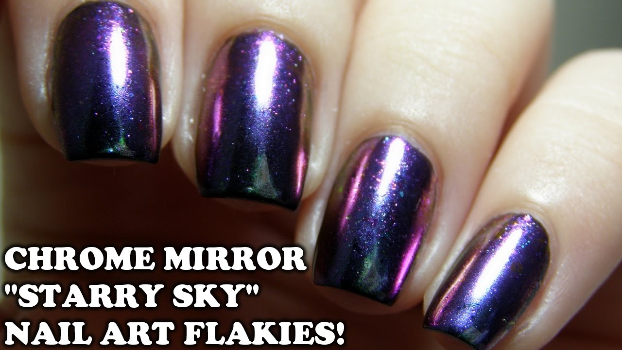 Multichrome mirror nails with Born Pretty Store Starry Sky nail glitter ...
