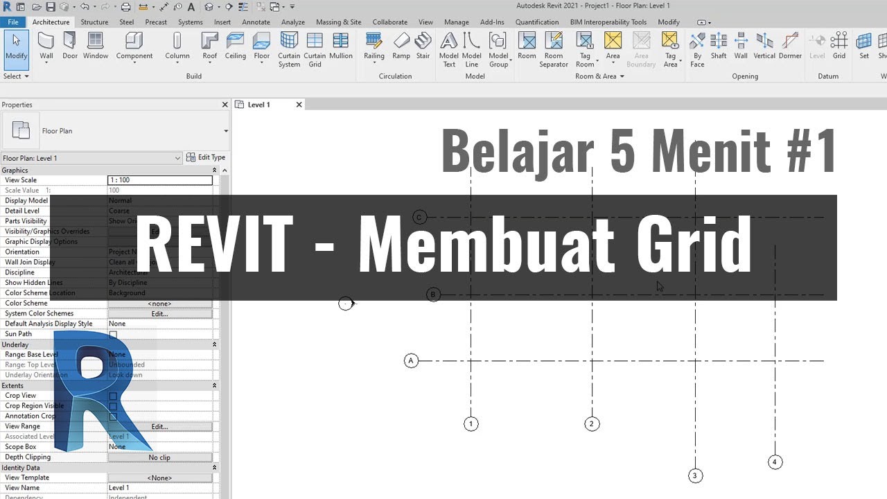 Tutorial Revit 01 | Membuat Grid dalam 5 Menit | Level Pemula - YouTube
