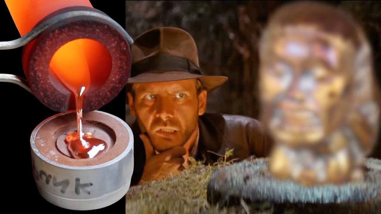 Hand pouring the golden idol from Indiana Jones in silver - YouTube