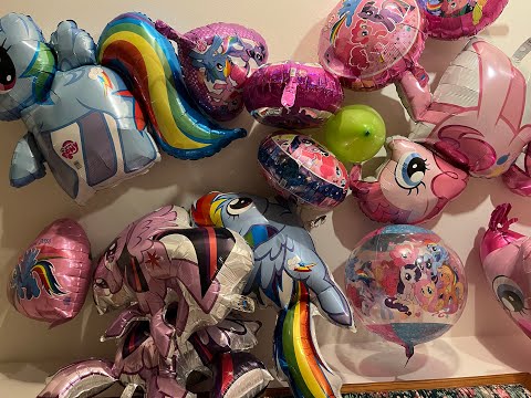 Filling a bunch of My Little Pony balloons with helium.