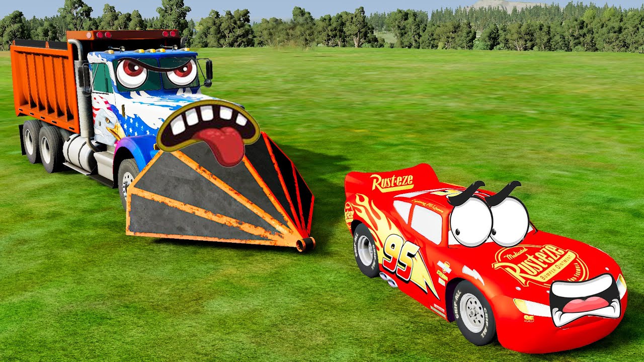 Angry Rampage Truck vs Lightning McQueen - Portal Takes Mcqueen to a ...