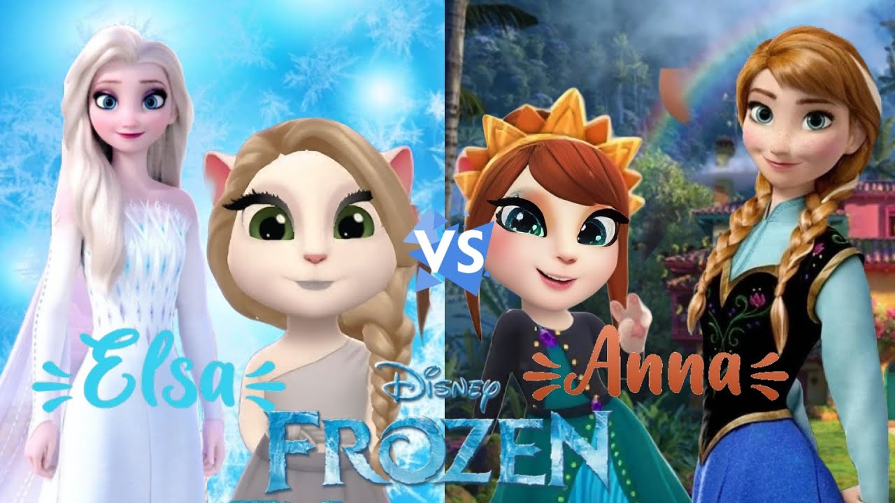 Elsa vs Anna Frozen | My Talking Angela 2 - YouTube