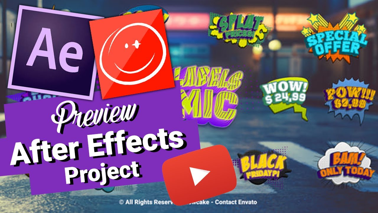 Sale Labels Comic - PREVIEW - snowcake After Effects Template - YouTube