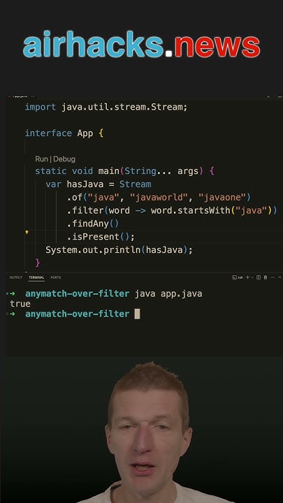 anyMatch() over filter() For Existence Checks #java #shorts #coding #airhacks #javacoding - YouTube