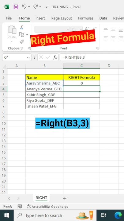 RIGHT Formula In Excel | RIGHT Function | Time Saving Excel Trick | Shorts | Viral - YouTube