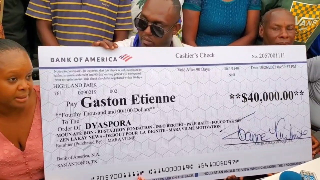 Bat bravo pou djaspora yo! Yon chèk 40 mil dola US fenk tonbe pou kanal ...