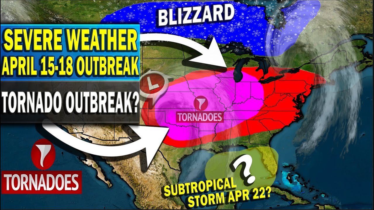 ⚠️ Huge Severe Weather & Tornado Outbreak Coming Apr 15-18? Subtropical ...