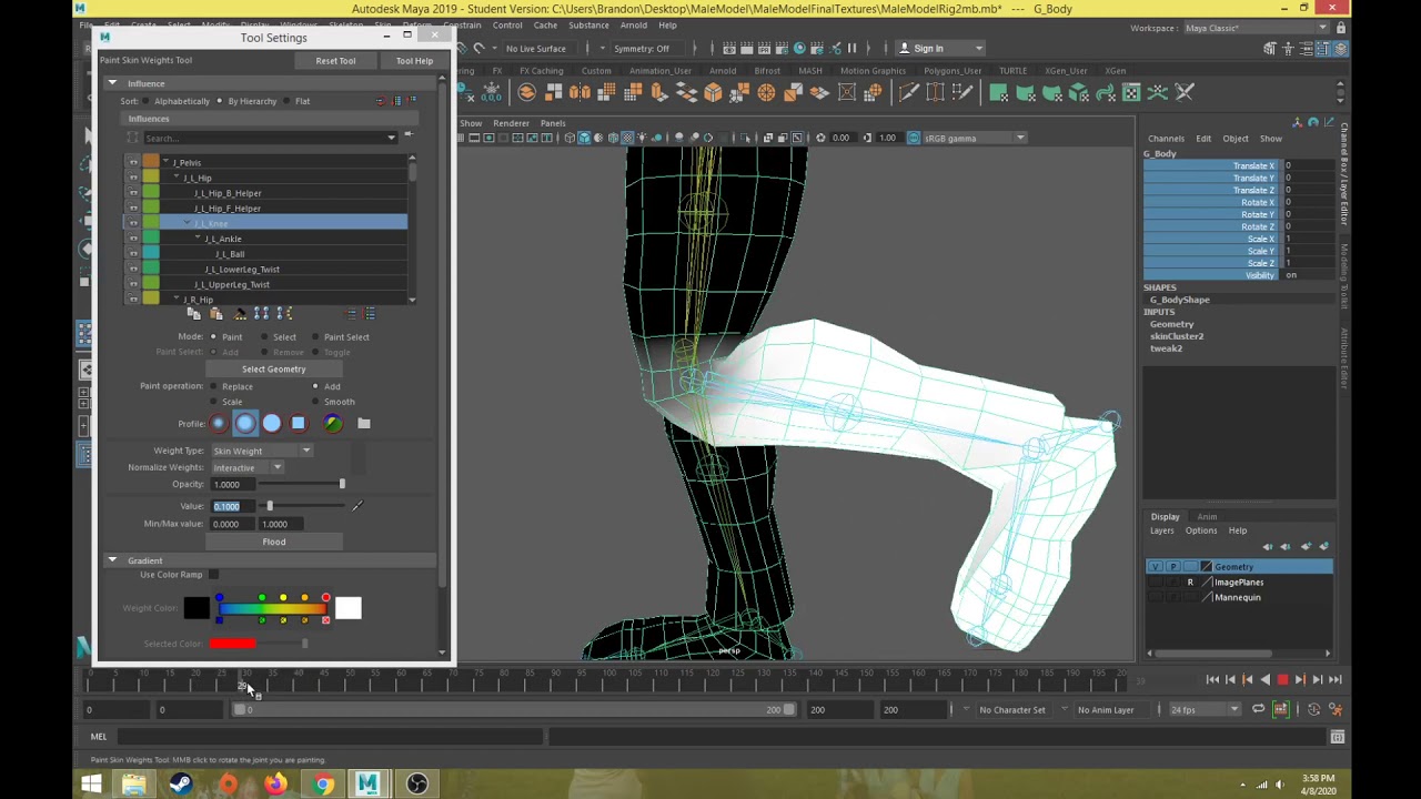 Character Rigging Part 12 Painting Leg Skin Weights - YouTube