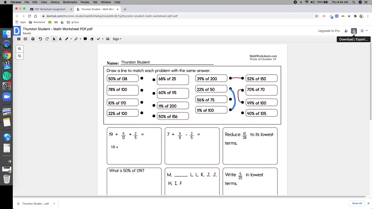 How to edit and submit a PDF Worksheet in Google Classroom using DocHub ...