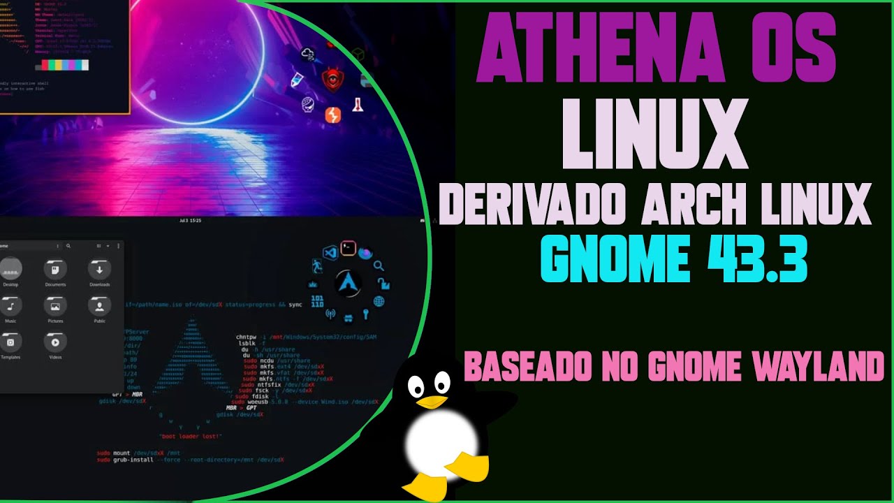 🔵 Athena OS Linux Derivada do Arch Linux! Ambiente Gnome 43.3. GNOME ...
