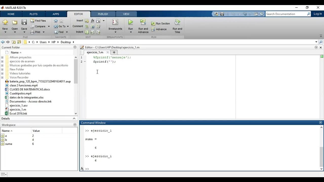 Como Usar Fprintf Disp Input En Matlab Youtube