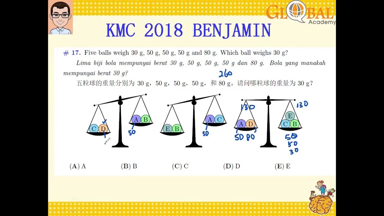 KMC 2018 KANGAROO MATH COMPETITION - BENJAMIN - YouTube