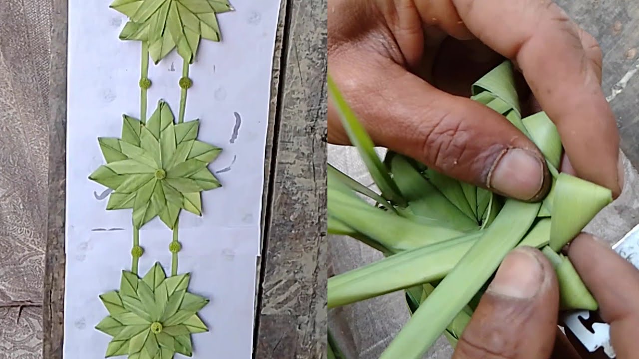 Craft Work by Date Palm Leaf | How to make beautiful Palm flower ...