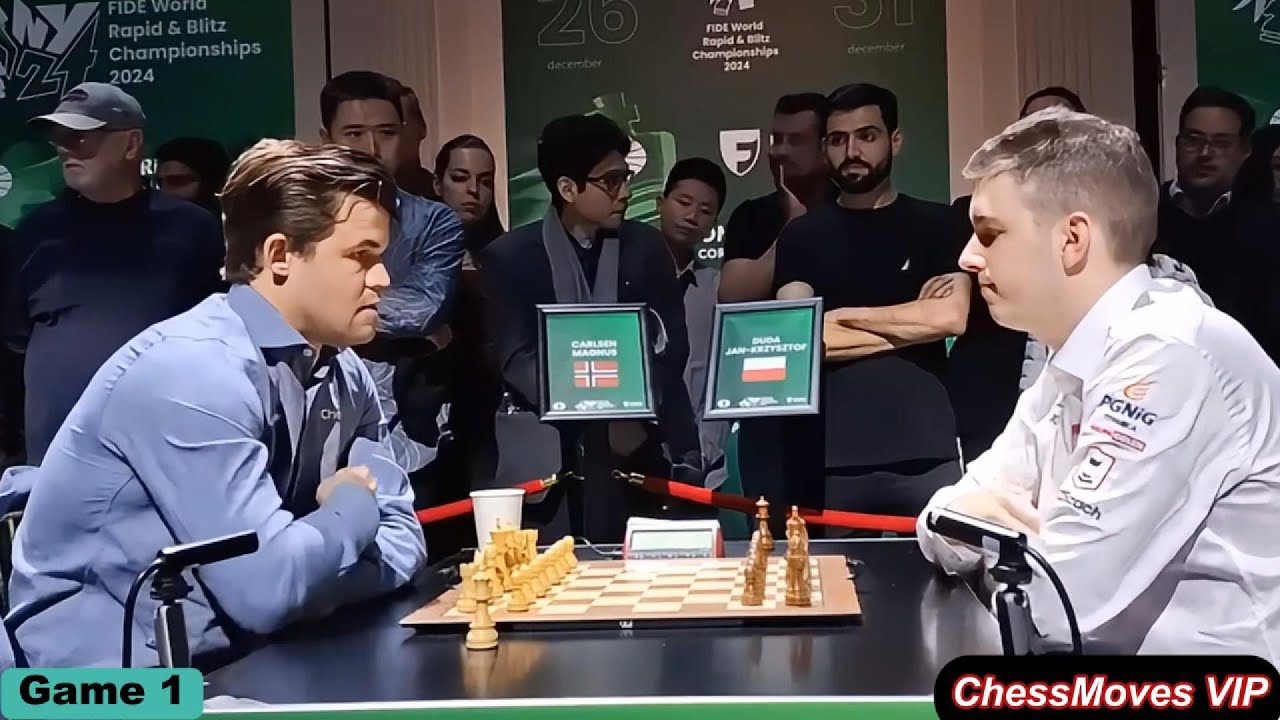 Magnus Carlsen vs. Jan-Krzysztof Duda / FIDE World Blitz`24 / Game 1 in SEMIFINALS / London ...