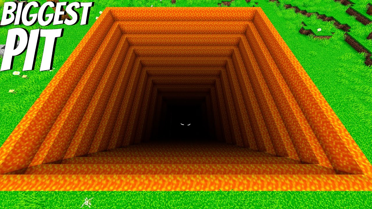 What ? I found a LAVA PIT in Minecraft ! What's INSIDE the BIGGEST PIT ...