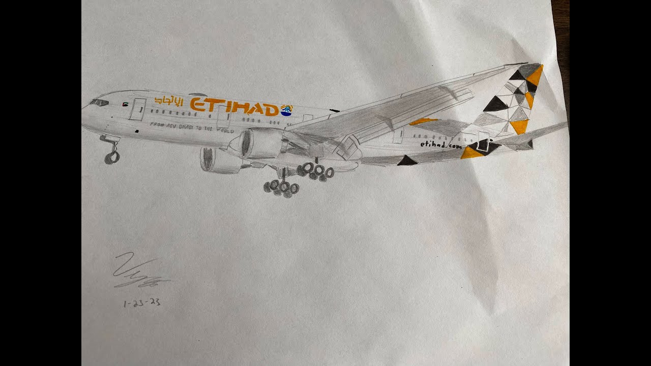 Etihad Airways 777 | Timelapse Drawing (COLLAB WITH @Mo_Aviation) - YouTube