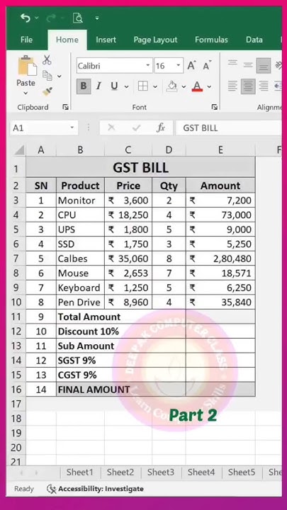 Create GST bill in Excel Part 02 #excel #advancedexcel #exceltricks #exceltutorial #gstbill ...