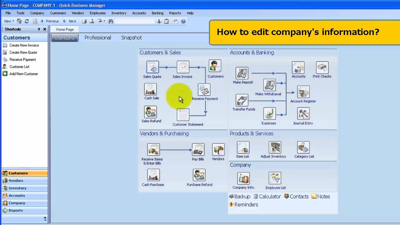 Quick Business Manager-Create Company - YouTube