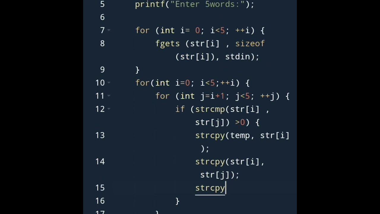 C Program To Sort Elements In Lexicographical Order⚡ Education Cprogramming Shorts Youtube