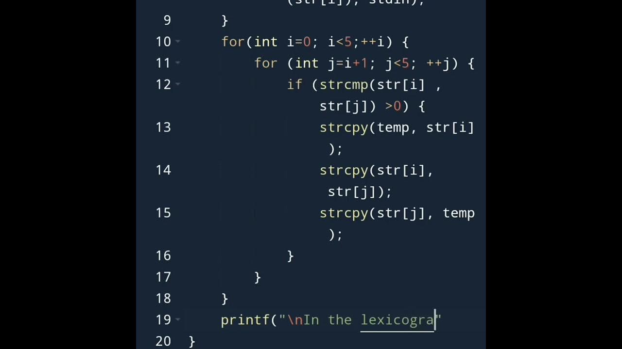 C Program to Sort Elements in Lexicographical Order⚡ #education #cprogramming #shorts - YouTube