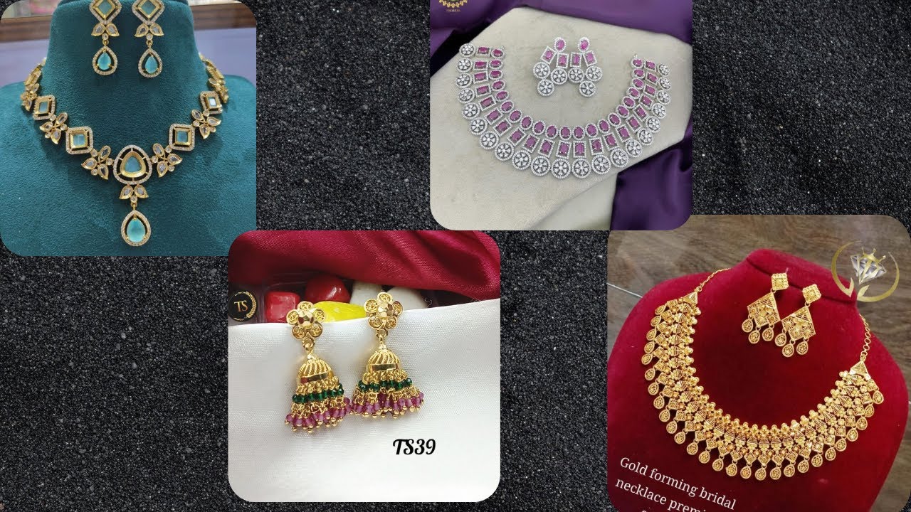 New collection📿Rhodium cz necklace|Earrings|Cempu necklace|Haram set ...