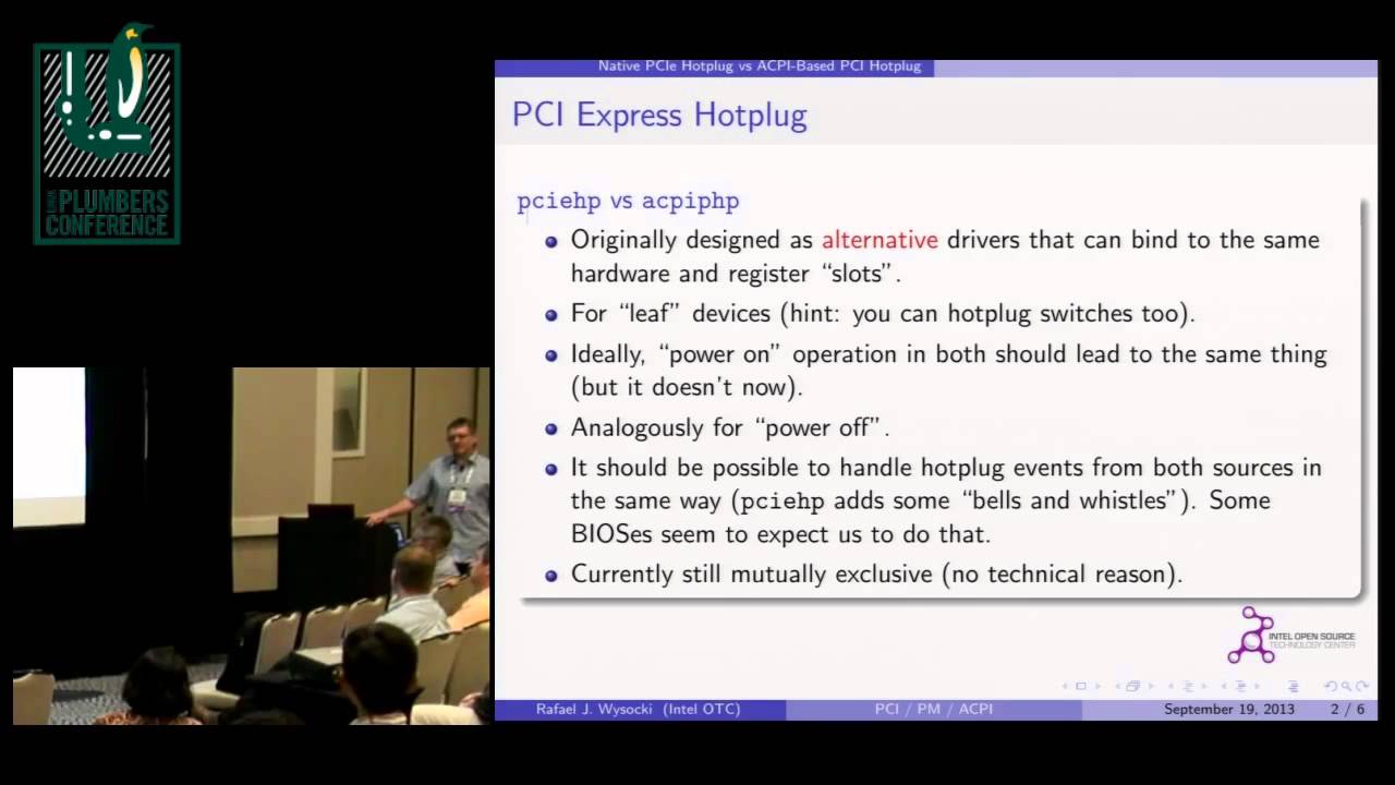 PCIe Native Hotplug Integration with ACPI-Based Hotplug - Rafael Wysocki, Intel OTC - YouTube