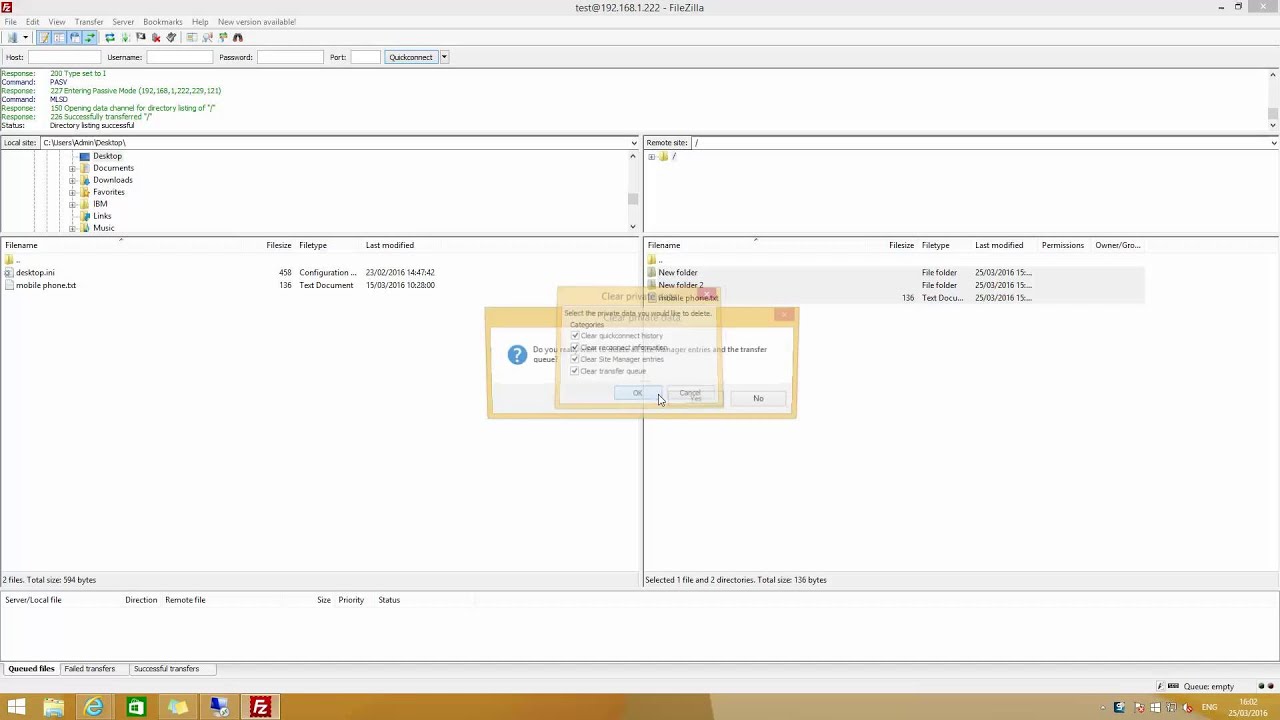 How to Clear Private data and history on FileZilla client, - YouTube