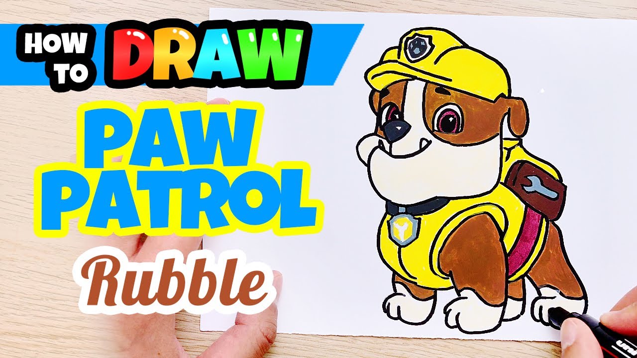 How to Draw Rubble From Paw Patrol | Kids Drawing | Easy Step by Step ...