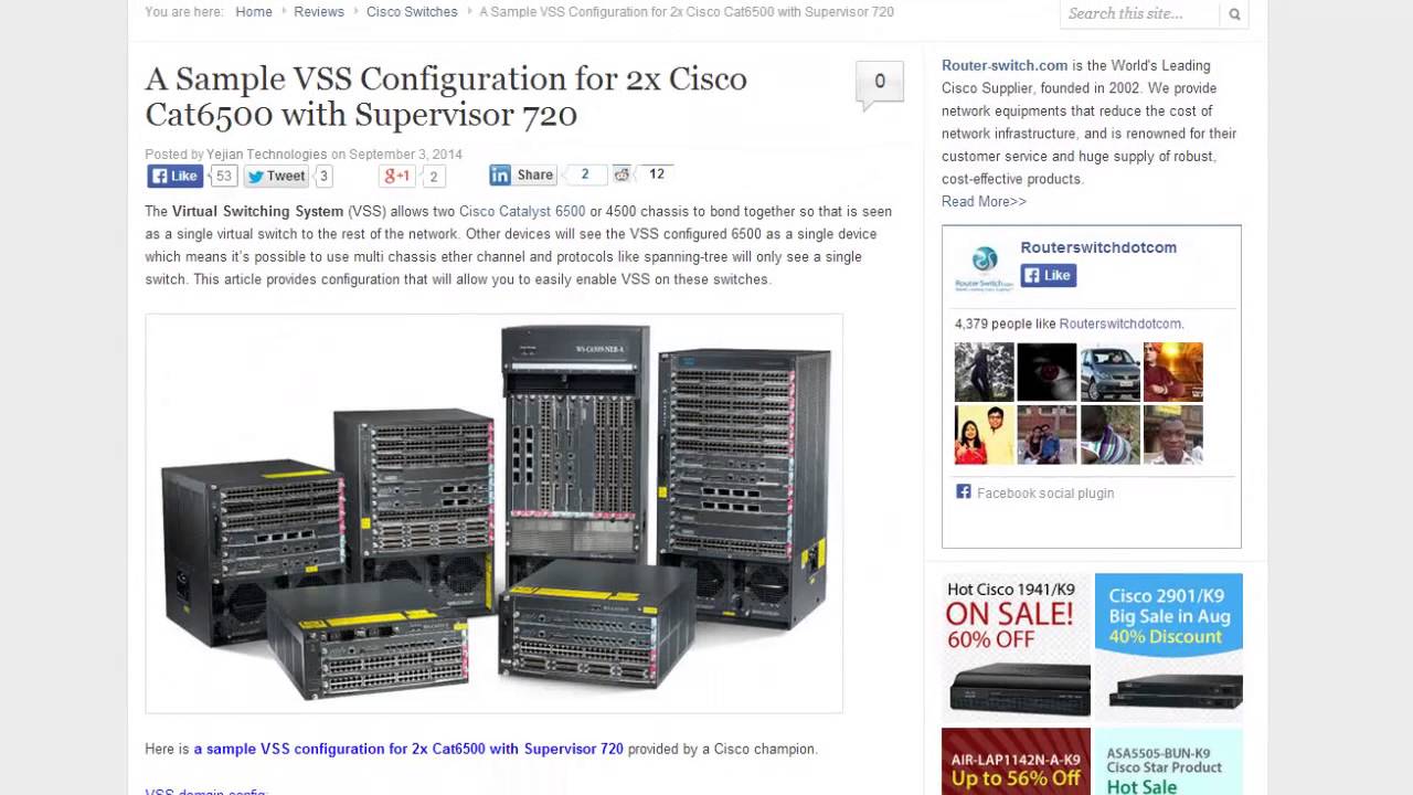VSS Configuration for 2x Cisco Cat6500 witch Supervisor 720 - YouTube