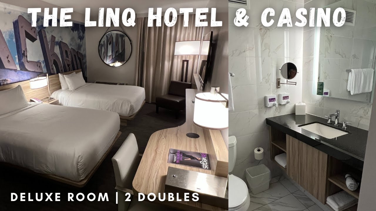 The Linq Hotel & Casino | Deluxe Room 2 Doubles Room Tour - YouTube