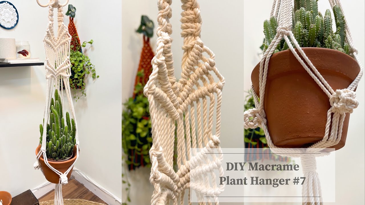 Diy a super simple and easy macrame plant hanger for beginners macrame plant hanger tutorial #7 ...