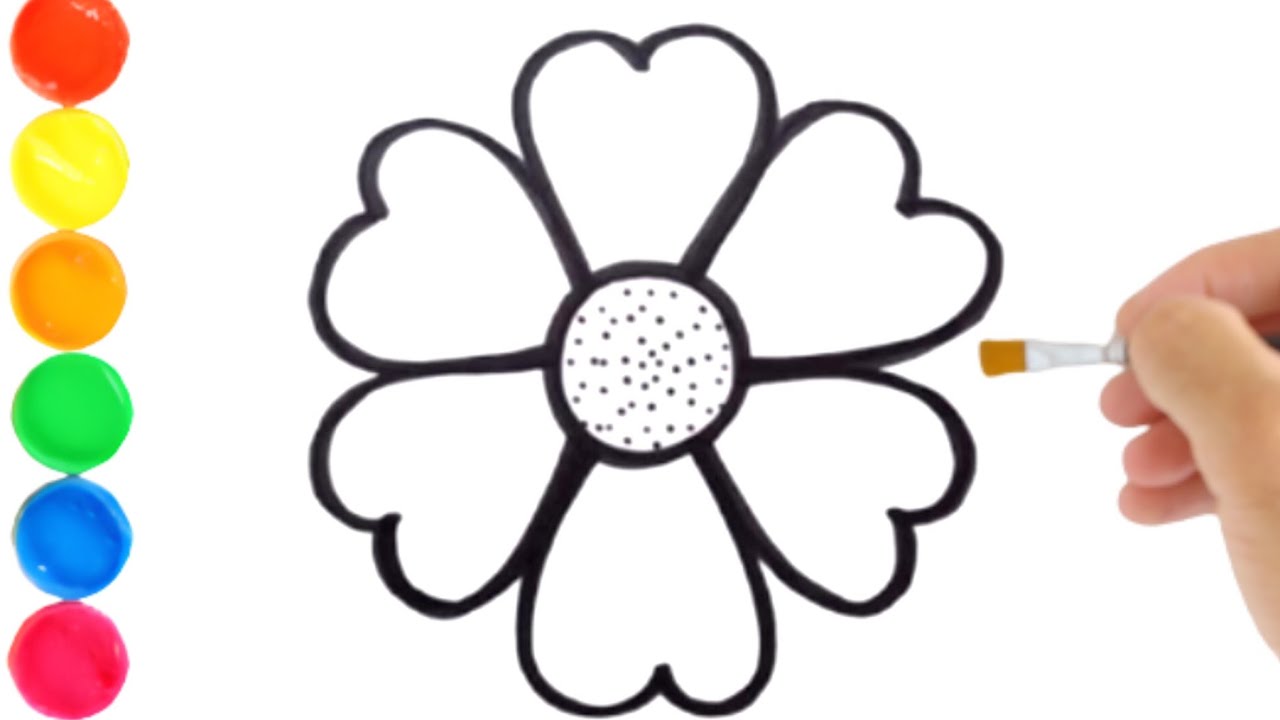 How to draw a flower easy and a dog step by step drawing tutorial - YouTube