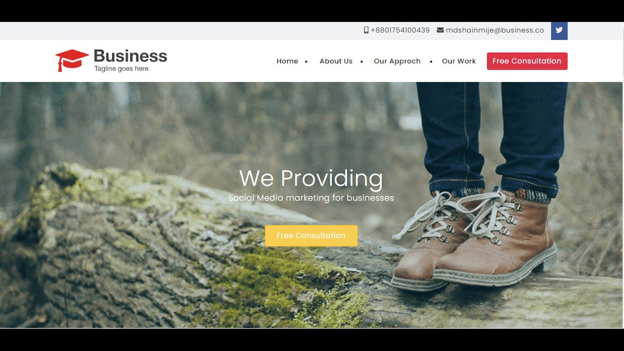Business Landing Page Design using HTML CSS BOOTSTRAP and J-QUERY ...