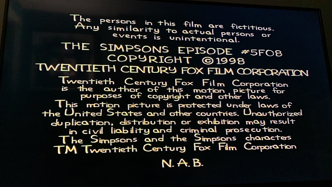The Simpsons End Credits 1998 - YouTube