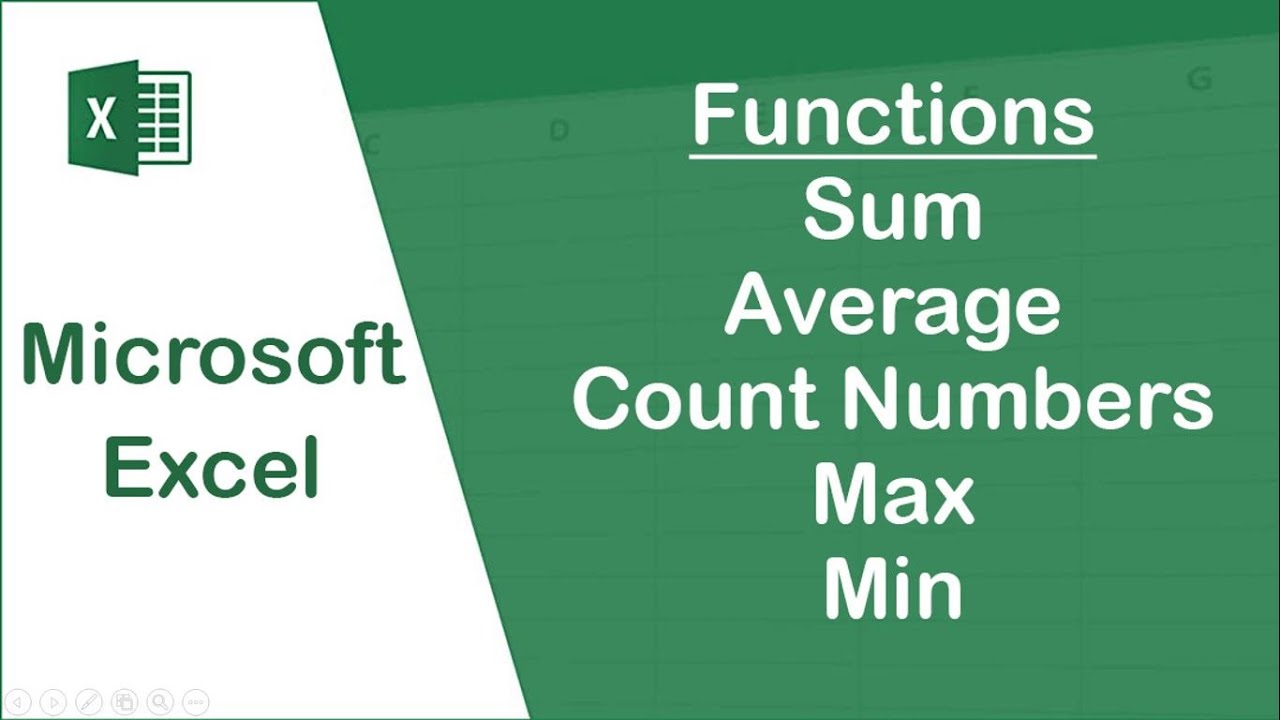 شرح الدوال Sum - Average - Count Numbers - Max - Min فى الاكسل - YouTube