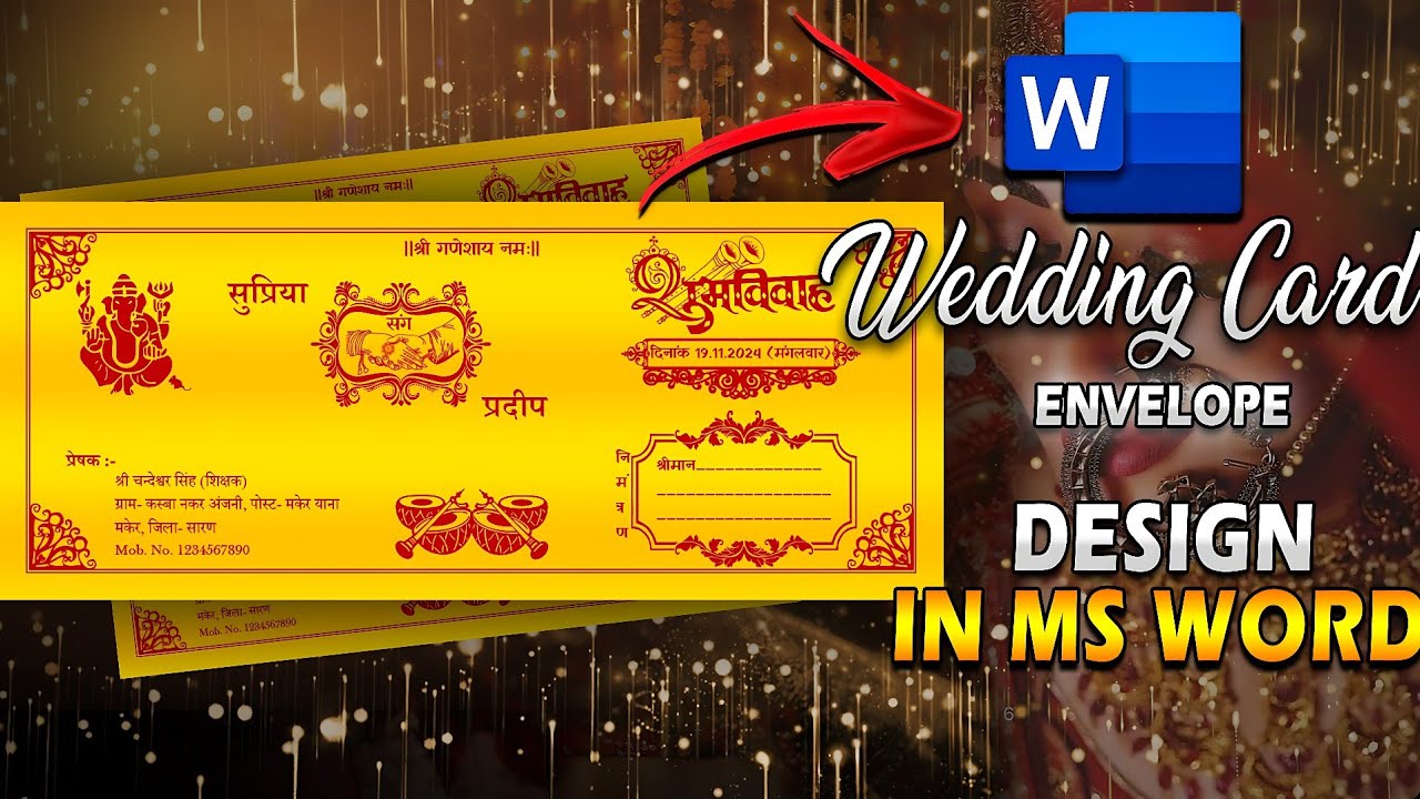 Wedding Card Envelope Design in MS word | Shadi card ke liye Envelope ...