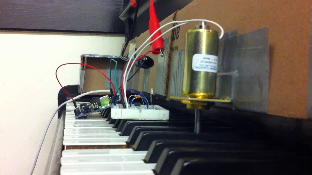 PWM controlled solenoid playing piano key - YouTube